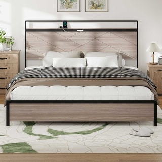 king size wooden platform bed frame - Bed Bath & Beyond - 43079358