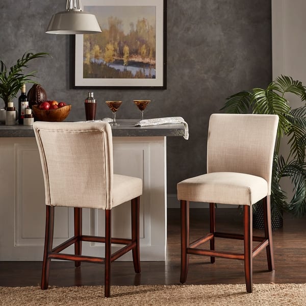 Parson Classic Linen Counter Height High Back Stools (Set of 2) by ...