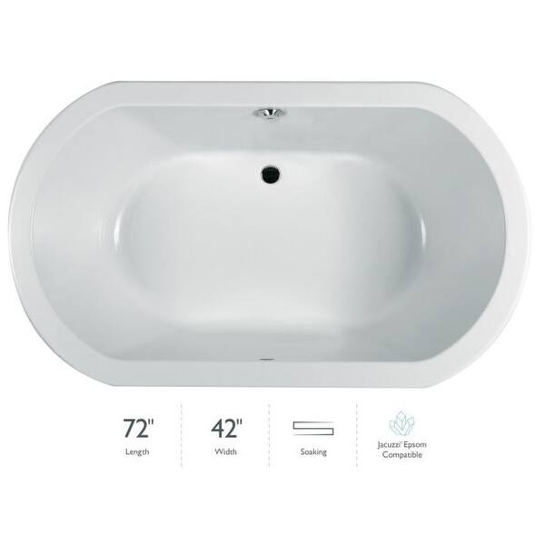 Jacuzzi Anza 72" Soaking Bathtub for Drop In Installation with Center ...