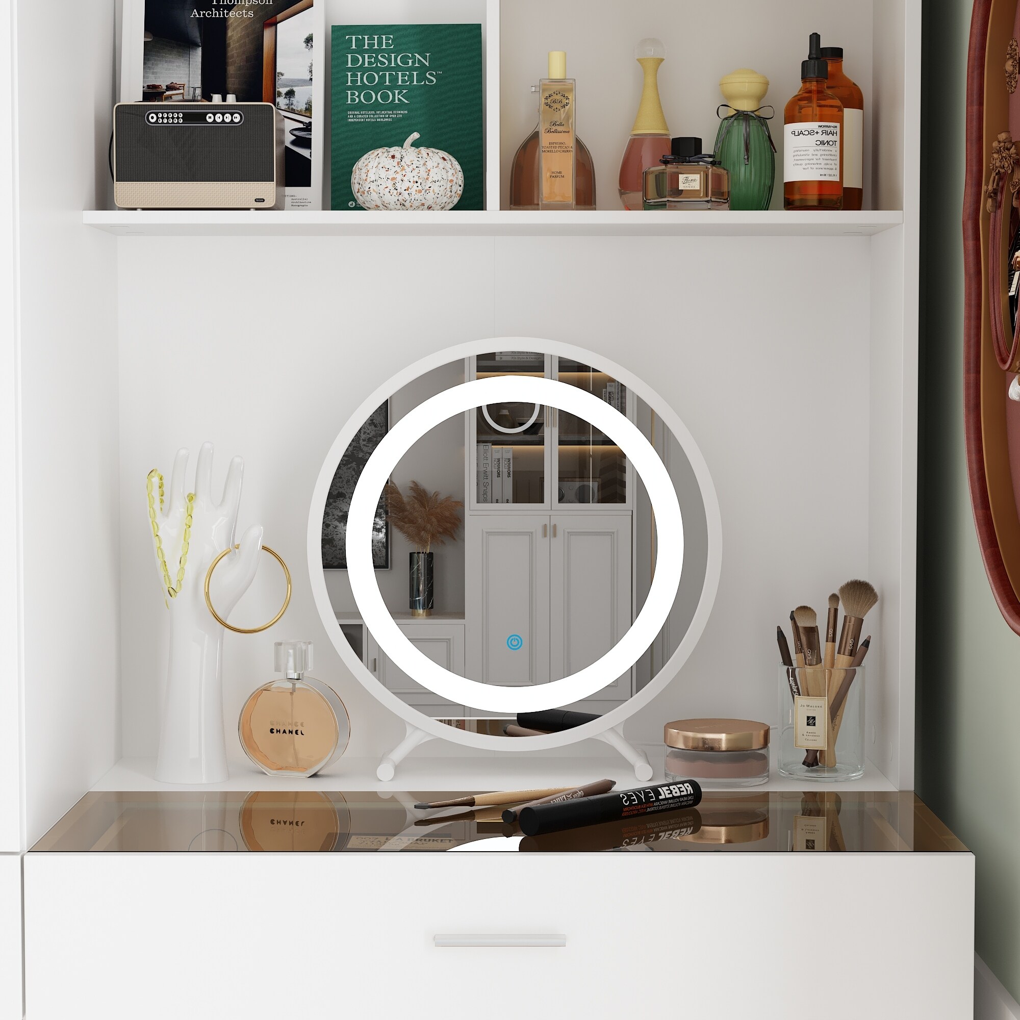Space saving vanity table store