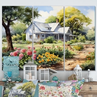 Designart "Farmhouse Frontyard Oasis I" Farm Wall Art Living Room Set ...