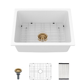 Lordear 22" Quartz Composite Sink Undermount Single Bowl Black/White ...