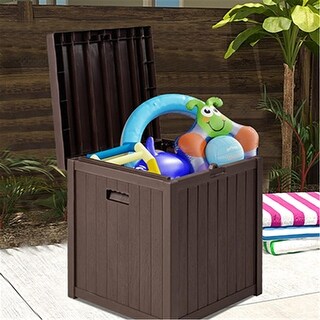 51 Gallon Square Deck Storage Box Resin Outdoor Storage Container with ...