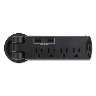 Pull-Up Power Module, 4 outlets, 2 USB Ports, 8 ft Cord, Black - Bed ...