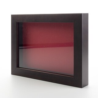 Dark Brown 13x13 Wood Shadow Box with Red Acid-Free Backing - With 5/8 ...