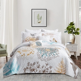 Style Quarters Birdie 7pc Comforter Set - 100% Cotton - Botanical ...