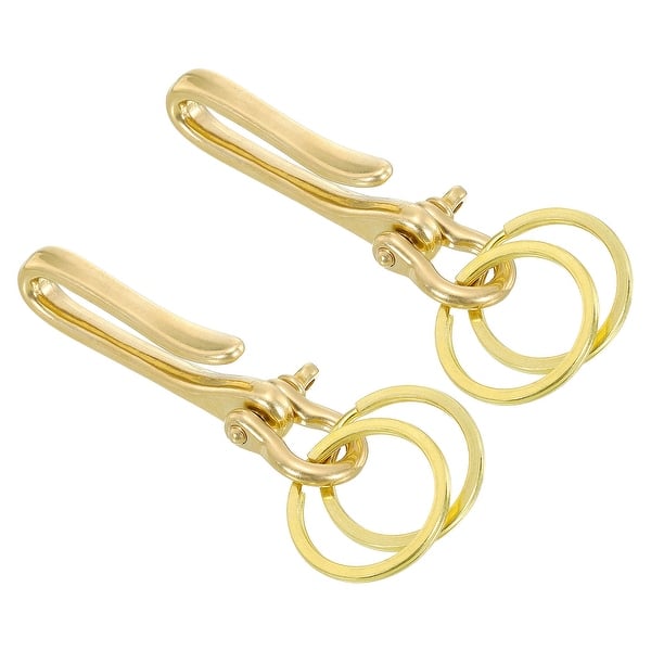 2pcs U Shape Hook Keychain Solid Brass U Key Loop Hook Belt Clip Hooks ...