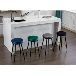 Modern Blue Velvet Barstools Armless Bar Stools Counter Height Bar ...