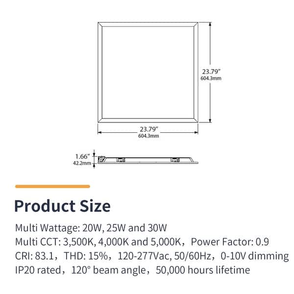 2x2 FT Surface Mount LED Flat Panel Light, Selectable Wattage and CCT ...