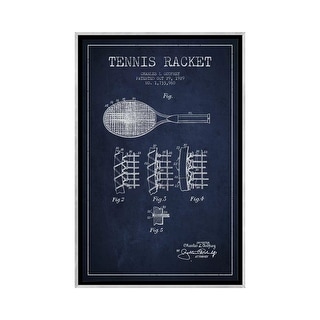iCanvas "Tennis Racket Navy Blue Patent Blueprint" by Aged Pixel Framed ...