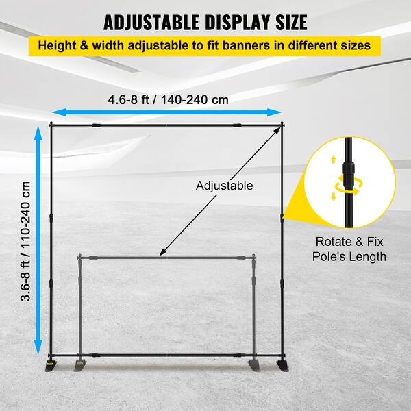 VEVOR 8' Display Backdrop Banner Stand Adjustable Telescopic ...