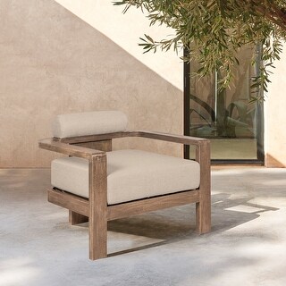 Relic Outdoor Patio Chair in Weathered Eucalyptus Wood with Taupe ...