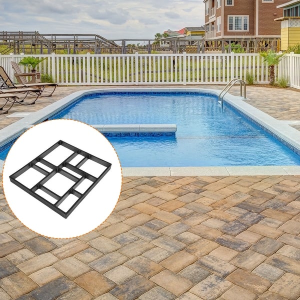 Walk Maker Rectangle Concrete Cement Stepping Stone Path Paver - Black ...