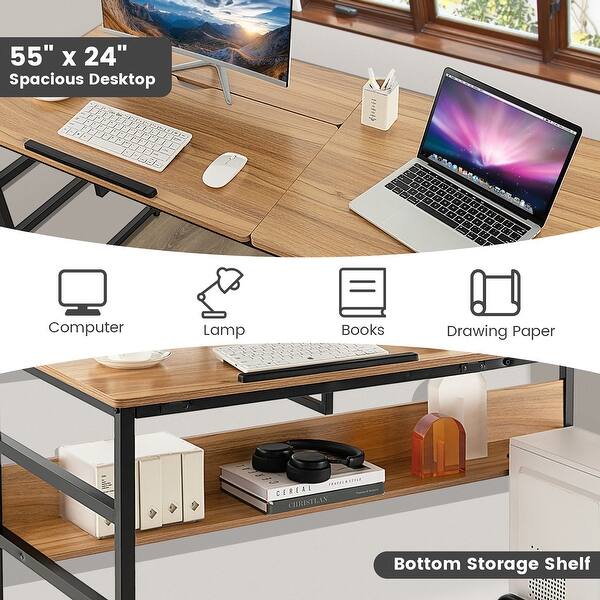 Gymax 55'' Computer Desk Drafting Table Workstation w/ Tiltable - Bed ...