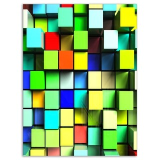 Colored 3D Cubes Wall Design - Abstract Art Glossy Metal Wall Art - Bed ...