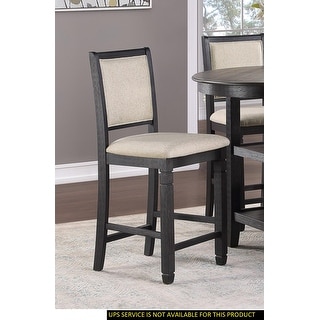 Wooden Counter Height Chairs 2pcs Set Beige Color Textured Fabric ...