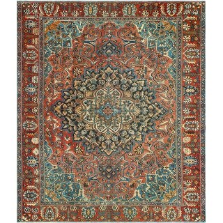 Fine Vintage Bakhtiari Qudoos Rust/Black Rug - 9'8" x 11'10" - Bed Bath ...