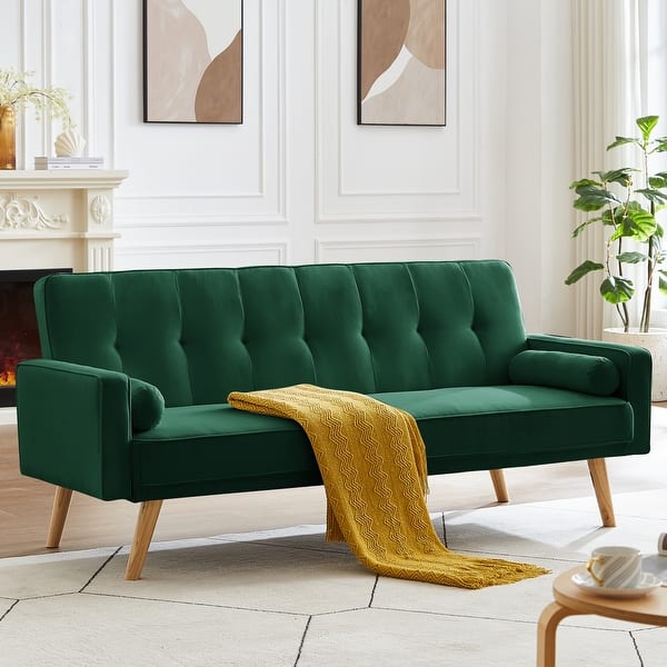 green button back sofa