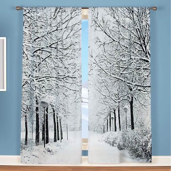 Winter Trees Scenic Window Curtains Set - 10.380 x 5.750 x 2.000 - Bed ...