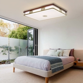 Rectangular Dimmable Flush Mount Ceiling Light with Remote Control ...