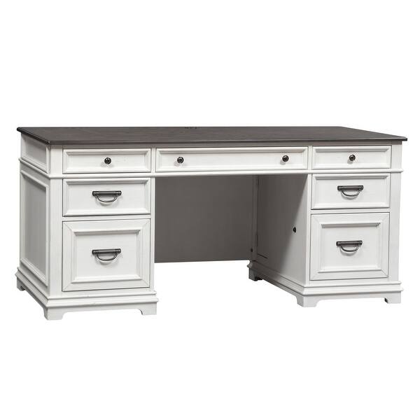 Allyson Park Wirebrushed White Charcoal Desk - Bed Bath & Beyond - 28611570