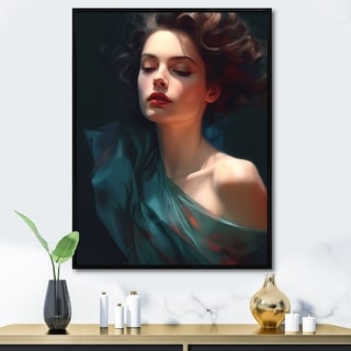 Designart "Female Beauty" Fashion Woman Framed Wall Art Living Room ...