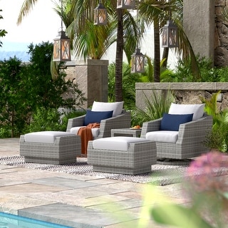 Cannes 5 Piece Aluminum Outdoor Motion Club & Ottoman Set - Bed Bath ...