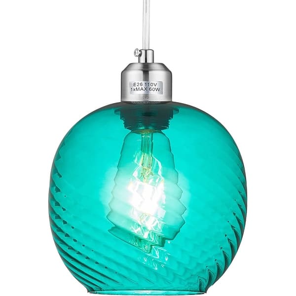 Modern teal glass pendant light blue globe glass pendant lighting for ...