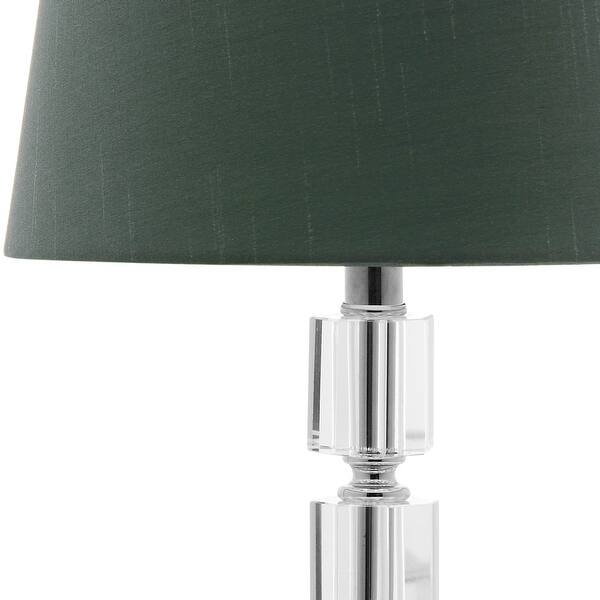 SAFAVIEH Lighting 15-inch Erin Green Shade Crystal Cube Table Lamp (Set ...