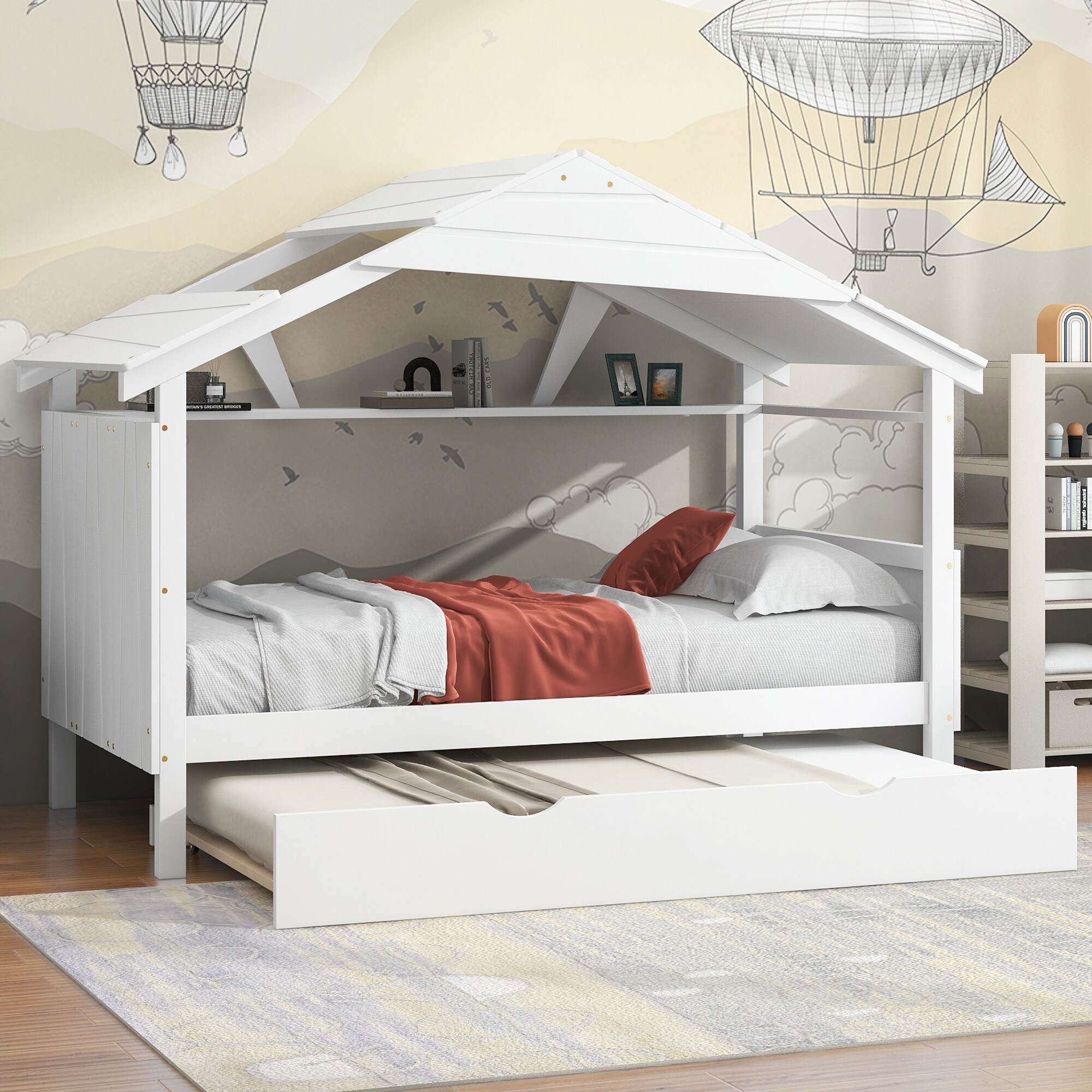Wood Twin Size House Bed with Trundle and Storage - Bed Bath & Beyond ...