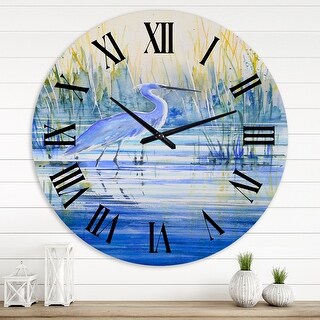 Designart 'Blue Heron On The Lake Shore At Sunset' Traditional wall ...