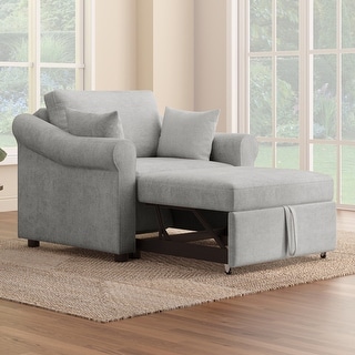 Chenille Convertible Sleeper Chair with Adjustable Backrest, 3 IN 1 ...