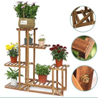 6 Tier Large Wood Plant Display Stand Garden Decor Rack Sturdy&Durable ...