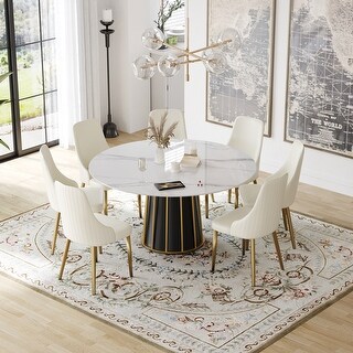 Round Metal Pedestal Dining Table Round Sintered Stone Table. - Bed ...