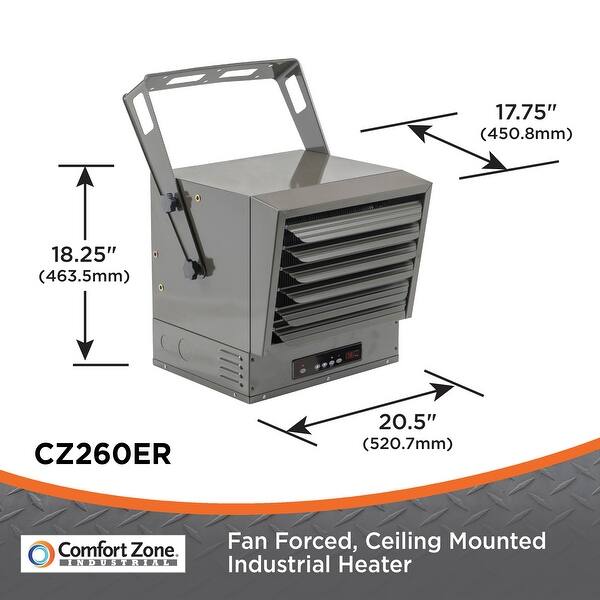Comfort Zone Ceiling-Mounted High-Output 10,000-Watt Fan-Forced ...