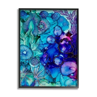 Stupell Blue Modern Sea Life Framed Giclee Art Design by Amy Tieman ...