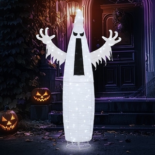 5.9ft Pop-up Ghost with 160 LED Lights Outdoor Halloween Decoration for ...