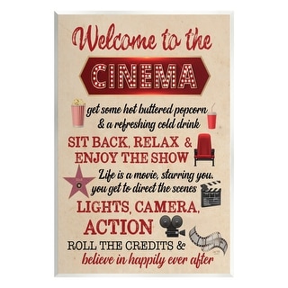 Stupell Welcome to Cinema Rules Wall Plaque Art Design by Lux + Me ...