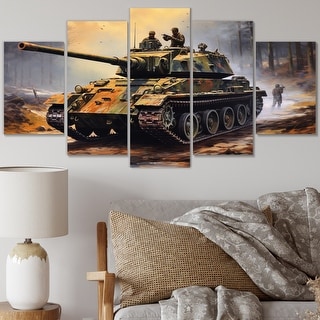 Designart "Military Tank During Wwii II" Military Multipanel Wall Decor ...
