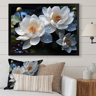 Designart "White Yellow Lotus Field VI" Floral Framed Canvas Prints ...