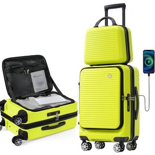 Portable Carrying Case & 20" Front Open Pocket Luggage Set, Fluorescent ...