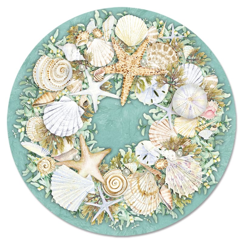 Glass Lazy Susan - Coastal Wreath - 13x.033 - Overstock - 32886930