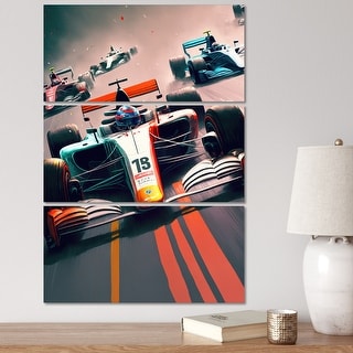Designart "Formula Car Racing VII" Modern Car Canvas Art Print - 3 ...