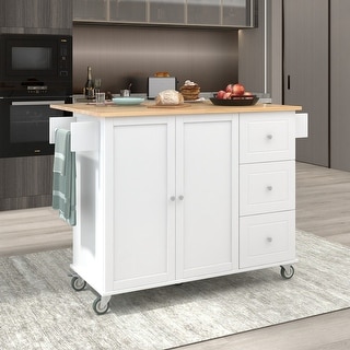 Rolling Mobile Kitchen Island Modern Storage Cabinet and Drop Leaf ...