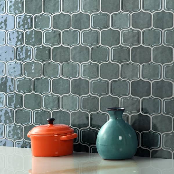 TileGen. Recycle Classic Mirabella Glass Mosaic in Green Wall Tile (10 ...