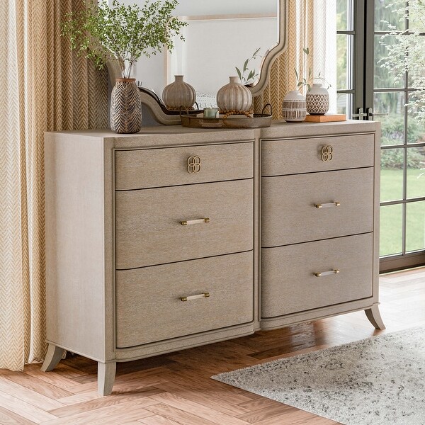 Furniture of America Kian Modern Natural Oak Solid Wood 6 Drawer Double Dresser