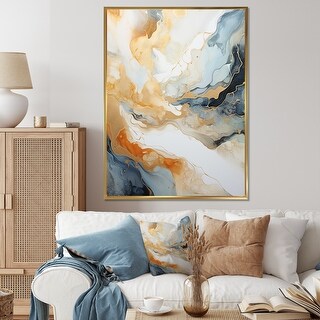 Designart "Abstract Beige And Gold Geyser Paint I" Abstract Shapes ...