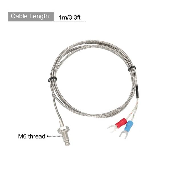 2x Temperature Sensor M6 Thermocouple E Type 1.5m 0-400 Celsius Degree ...