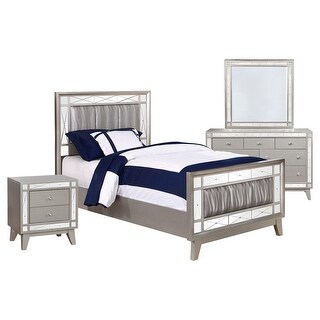 4 Piece Twin Bedroom Set in Metallic Mercury - Bed Bath & Beyond - 34936095