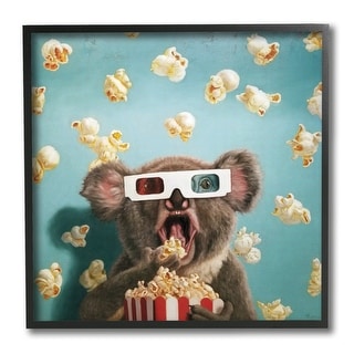Stupell Adorable Koala Watching Movie with Popcorn Framed Wall Art ...